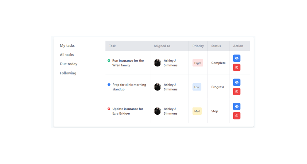 Table Tasks With Tabs Tailwind Component
